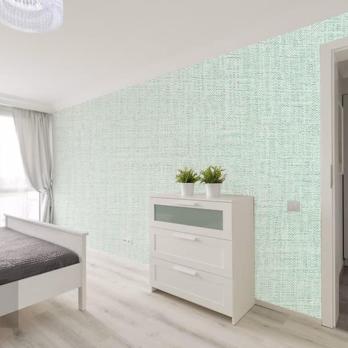 Yancorp Textured Fabric Wallpaper - 16"x120" Faux Grasscloth Peel & Stick Self-Adhesive Removable Wallpaper & Counter Top Liners