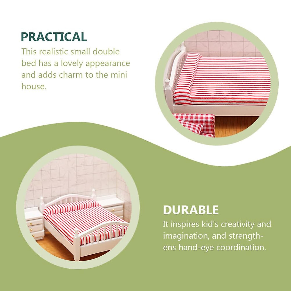 Totority Wooden Dollhouse Bed - 1: 12 Doll House Furniture Miniature Dollhouse Tabletop Accessories Dollhouse Furniture Mini Furniture