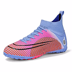 DHOVOR Womens Soccer Cleats Youth High-Top Football Cleats Anti-Slip Athletics Football Trainers Girls Indoor Soccer Shoes