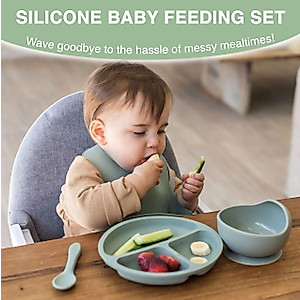 Silicone Baby Feeding Set for Babies and Toddlers, Children Tableware, Kids Dining, Microwave & Dishwasher Friendly, Design for Picky Eaters, Baby Utensils, Toddler Feeding Supplies, Gift for Parents