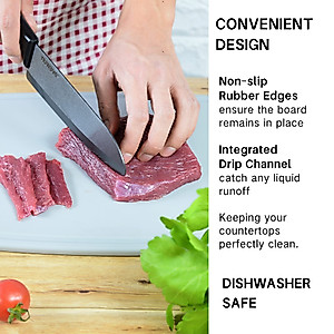 NUWAVE 2-Piece Cutting Board Set, Extra Large 18”x12”, Large 14”x10.5”, Lightweight & Easy to Store, Juice Well for No Drip Carving, Easy Grip Handle, Non-Porous Surface, BPA Free, Dishwasher-Safe