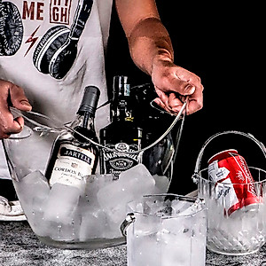 Beverage Tubs for Parties Plastic Ice Bucket for Cocktail Bar Clear Acrylic Wine Bucket with Scoops Drink Bucket Cooler for Chiller Bin for Champagne or Beer (4 L)