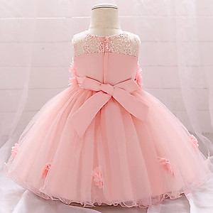 Flower Baby Girl Lace Dress Toddler Tulle Sleeveless Bow Princess Party Wedding Pageant 18M 2T Lace Dress Pink 70