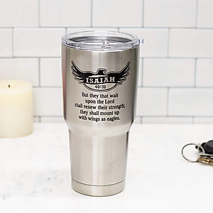 Dicksons Wings As Eagles Isaiah 30 Oz. Stainless Steel Travel Tumbler with Clear Lid