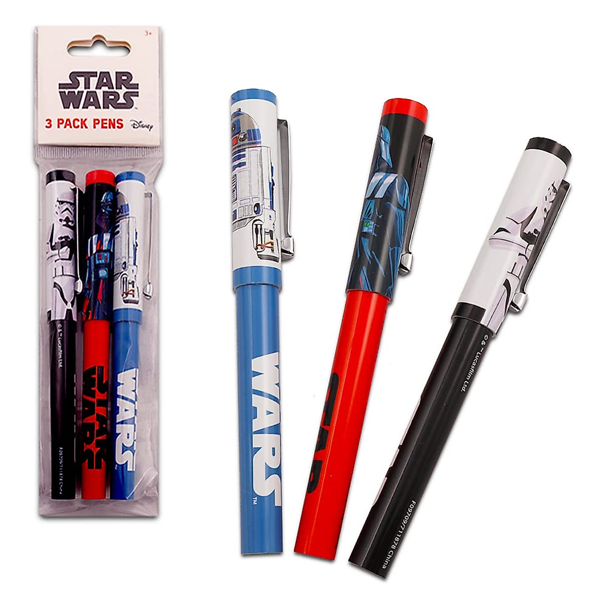 Star Wars Pen Set, 8 Pc Bundle - 7 Deluxe Star Wars Pens featuring Baby Yoda, Luke Skywalker, Darth Vader plus Star Wars Bookmarks (Star Wars Office Supplies)