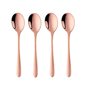BuyGo 4-Piece Espresso Coffee Spoon 6 Inch Rose Gold Small Teaspoon Copper Mini Spoons for Cake Dessert Appetizer, Dishwasher Safe