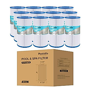 Poolzilla 12-Pack Replacement Filter for Type A or C, Compatible with Intex 29000E/59900E, Easy Set Pool Filters, Summer Escapes or Summer Waves Above Ground Pools