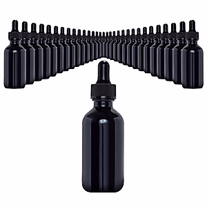 Zetta Glass Company 1 oz Black Brilliance: Precision And Elegance Tincture Bottles With Measured Dropper