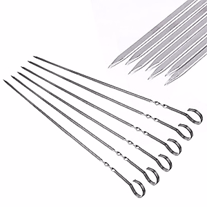 Royal Imports Metal Shish Kabob Skewers Sticks for BBQ Grilling, Roasting, Barbecue Stainless Steel, 17" long Re-usable - 6 Pcs