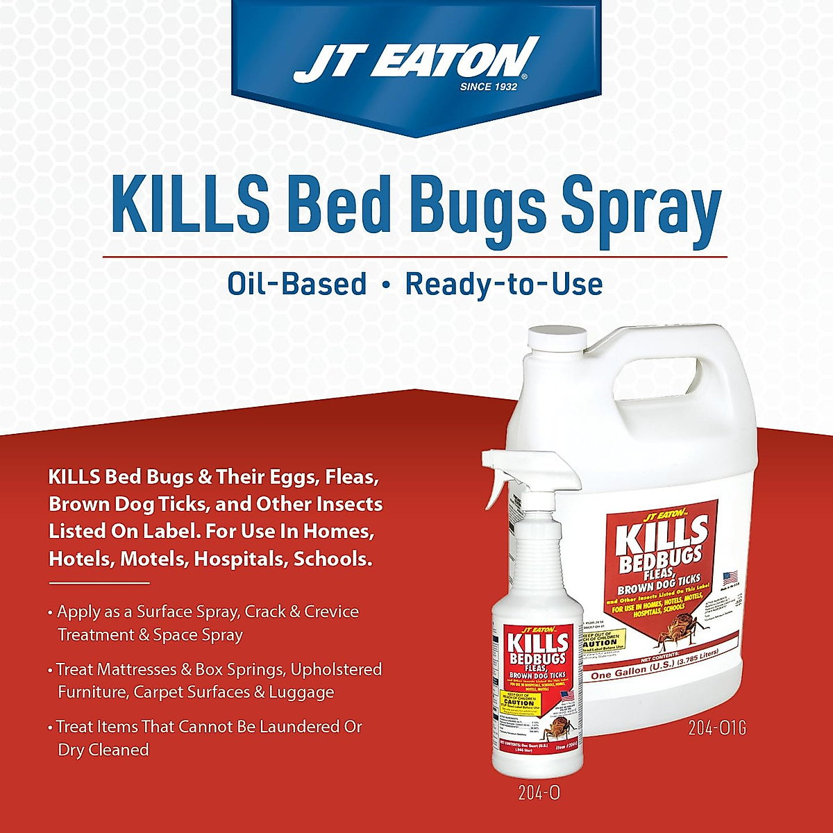 JT Eaton 204-O Bed Bug Killer Ultra, Oil-Based Insect Spray, Non-Staining Formula for Indoor Use, 1 Quart
