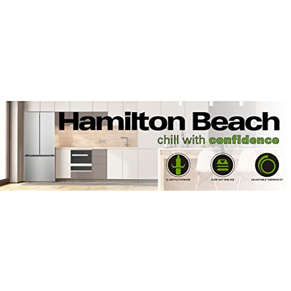 Hamilton Beach HBF1770 French Door Counter Depth Refrigerator with Freezer Drawer, 17.7 cu ft, Stainless Steel (Full Size)