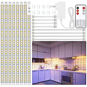 LAFULIT 8 PCS Under Cabinet Lighting Kit, Bright Under Cabinet Lights, Flexible Led Strip Lights with Remote and Power Adapter, for Kitchen Cabinets Shelf Desk Counter, 2700K Warm White, 13ft
