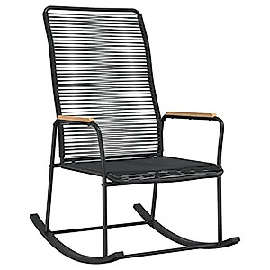 BUKSCYJS Camping Rocking Chairs,Rocking Chairs for Outside,Rocking Chairs for Outside Foldable,Rocking Lawn Chairs Foldable with Shocks,Patio Rocking Chair Black 23.2"x31.3"x40.9" PVC Rattan