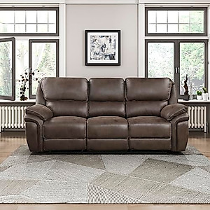 Lexicon Dorritt Wall-Hugger Manual Double Reclining Sofa, Brown