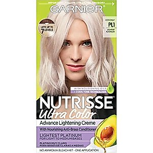 Garnier Nutrisse Ultra Color Nourishing Permanent Hair Color Cream, PL1 Ultra Pure Platinum (1 Kit) Blonde Hair Dye (Packaging May Vary)