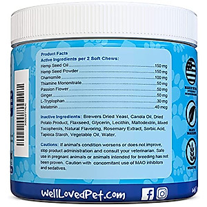 Well Loved Calming Chews for Dogs - Dog Calming Treats, Made in USA, Vet Developed, Dog Anxiety Relief, Separation, Fireworks, Travel & Stress Support, Melatonin, Natural & Holistic, 90 Calming Treats