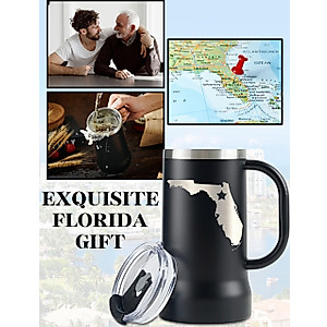 Onebttl Florida Gifts for Men Women, Florida Themed Souvenirs Travel Homesick Gift, Stainless Steel Beer Stein Tumbler, 24oz Beer Mug with Lid