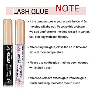 Clear Eyelash Glue Eyelash Adhesive Super Strong Hold Lash Glue Waterproof False Eyelashes Glue Suitable for Sensitive Eyes Lash Adhesive 0.176oz,(Clear)