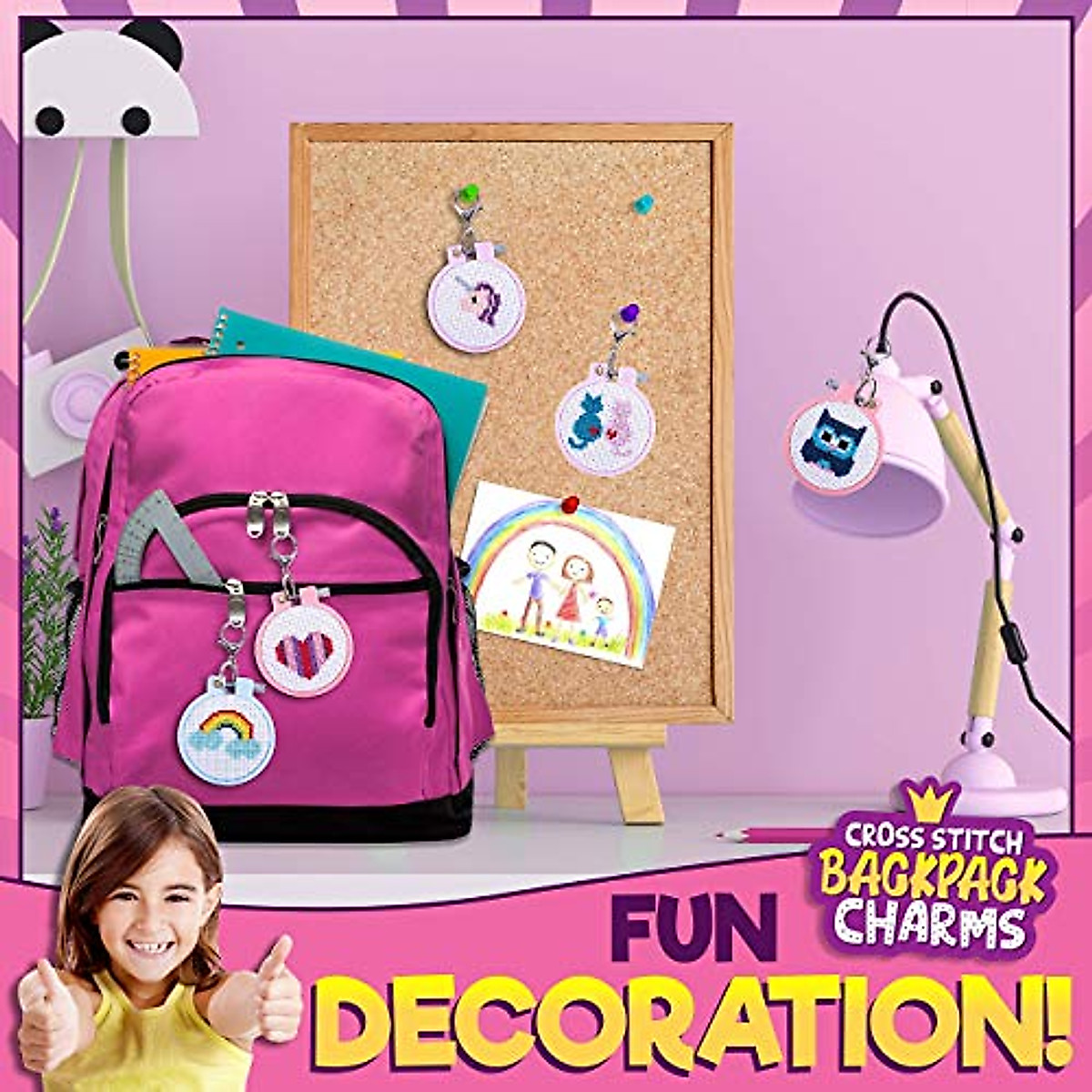 Cross Stitch Kits For Beginners. 5 Stamped Cross Stitch Kits for Kids.Needlepoint Kits For Beginners. Embroidery Kit For Kids. Crossstitch Kit For Beginners. Girls cross stitch kit Backpack Charms