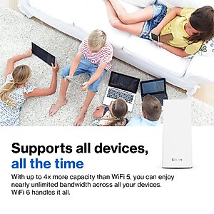 Linksys Atlas WiFi 6 Router Home WiFi Mesh System, Dual-Band, 6,000 Sq. ft Coverage, 802.11ax, 75+ Devices, Speeds up to (AX3000) 3.0Gbps - MX2000 3-Pack