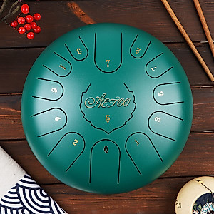 AETOO Steel drum tongue 12 inchs 13 notes C major Percussion instrument Carry bag (Green, 12 inch)