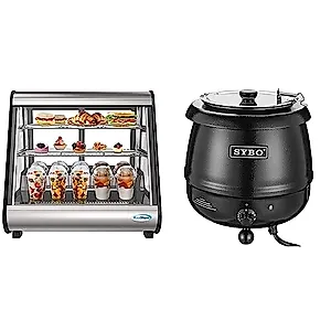 KoolMore - CDC-4C-BK 27" Commercial Countertop Refrigerator Display Case Merchandiser with LED Lighting - 4.6 cu. ft, Black and Stainless Steel & SYBO SB-6000 Commercial Grade Soup Kettle, Black