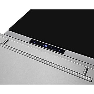 Summit Appliance FF1DSS24 24" Wide Built-In Drawer Refrigerator, Black 21.5" Wide Cabinet, Oversized 24" Stainless Steel Door, No Frost, 115V