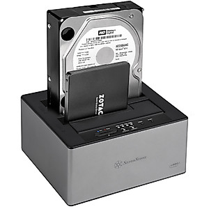 SilverStone Technology 3.5" and 2.5" External Hard Drive Dock with USB 3.1 Type- C Gen 2, Supports Offline Clone and JBOD modes with Hot-Swap TS12C