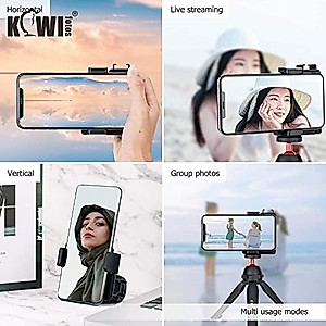 Cell Phone Tripod Mount Camera Grip with Detachable Bluetooth Shutter Remote Control + Vlog Mini Tabletop Tripod with Handgrip for Compact Mirrorless DSLR Camera Selfie Stick