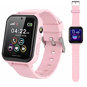 PTHTECHUS Smart Watch for Kids - Boys Girls Smartwatch with 2 Way Phone Need 2G SIM to Call SOS Games Music MP3 Player HD Selfie Camera Calculator Alarm Timer 12/24 Hours for 4-13 Years Old Students