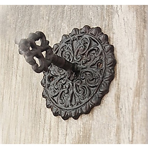 Lulu Decor, Cast Iron Antique Key Shaped Set of 3 Hooks in Different Style, Strong Heavy Decorative Hooks in Black, Useful and Elegant Wall Decor, Perfect for Housewarming Gifts/Holiday Gifts (Roman)