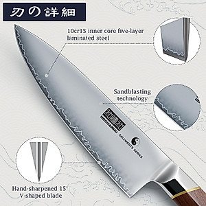 HOSHANHO 8 Inch Japanese Chef Knife, Professional Japanese Super Steel Kitchen Knife, Ultra Sharp Cooking Knife with Ergonomic Wooden Handle for Men and Women