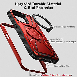 MMHUO 360°Rotatable Magnetic Ring for iPhone 14 Pro Max Case with Invisible Stand,[Compatible with MagSafe] Military Grade Drop Tested Heavy Duty Protective Case for iPhone 14 Pro Max,Red