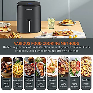 Air Fryer Oven 6 Quart Compact air fryers Oilless Oven 12-in-1 Nonstick and Dishwasher-Safe Basket , Exclusive Recipes, Tempered Glass Display, Customized Temp/Time,airfryer Nonstick Basket, Quiet, Fit for 1-5 People (6QT Air Fryer Black)