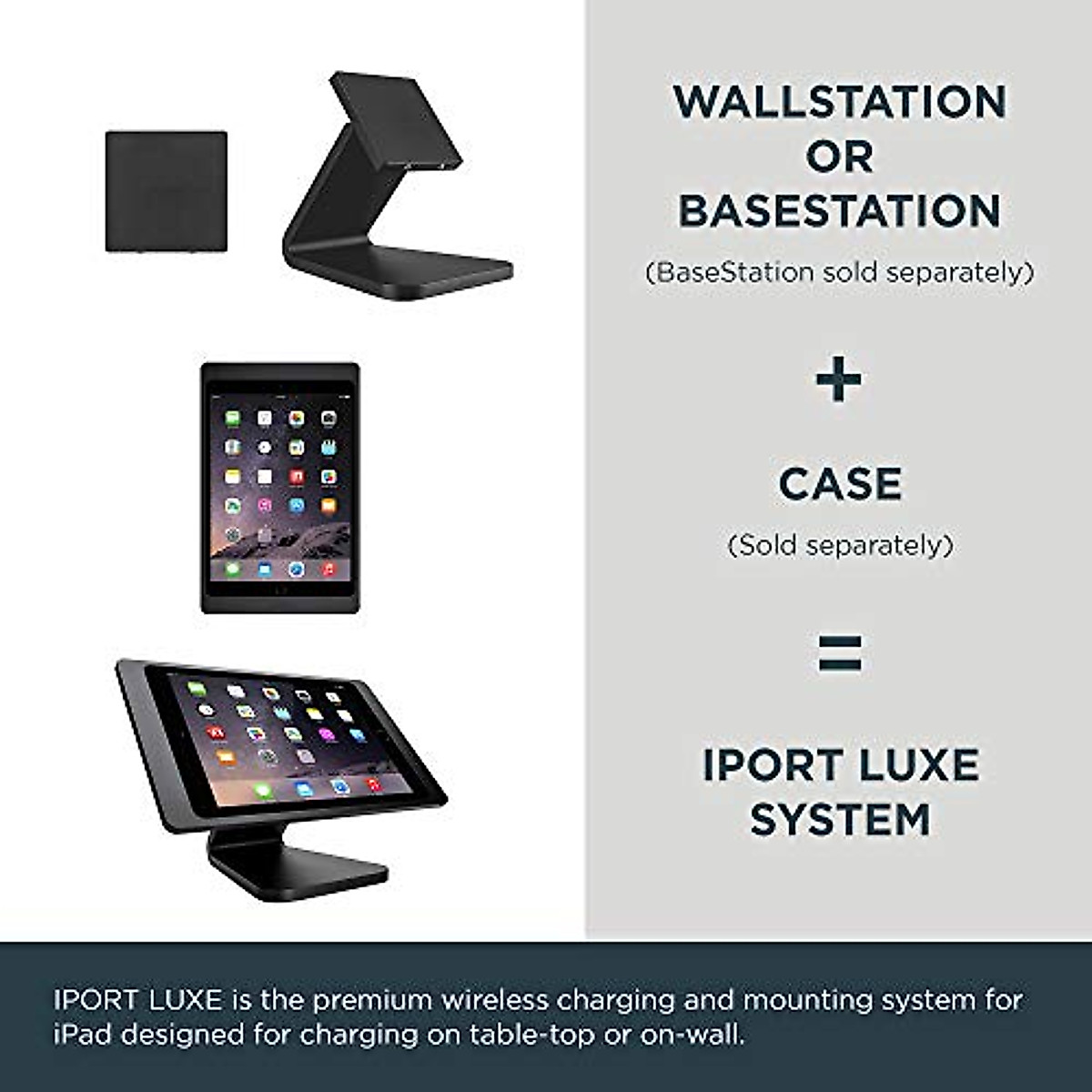 IPORT LUXE (LuxePort) WallStation iPad Wall Mount - Compatible with all LUXE Cases for iPad mini 4 and 5, iPad 9.7, 10.2, 10.5 - White