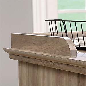 BOWERY HILL Antique Look Home Office L-Shaped Computer Desk with CPU Tower in Salt Oak