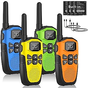 Walkie Talkies, NXGKET Walkie Talkies Long Range for Adults Rechargeable Two-Way Radio with 22 FRS Channel Radios, Li-ion Battery, LED Flashlight, VOX for Outdoor Camping Hiking Trip(4 Pack)