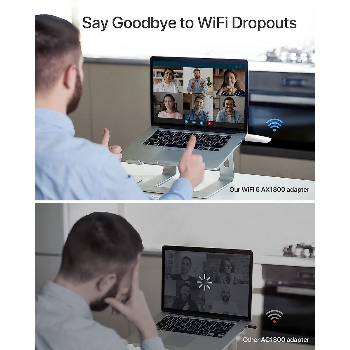 BrosTrend Universal WiFi to Ethernet Adapter, 300Mbps on 2.4GHz, WiFi to Wired Converter Wireless Bridge + BrosTrend WiFi 6 AX1800Mbps USB WiFi Adapter Dual Band WiFi Dongle
