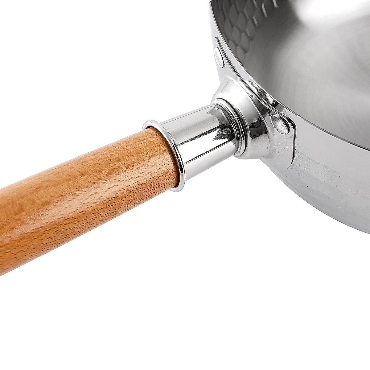 DEAYOU Stainless Steel Saucepan with Glass Lid, 2 Quart Yukihira Sauce Pan with Wood Handle, Traditional Japanese Snow Pan Pot with Two Side Spouts for Cooking, Noodles, Soups, Hot Milk, 8"