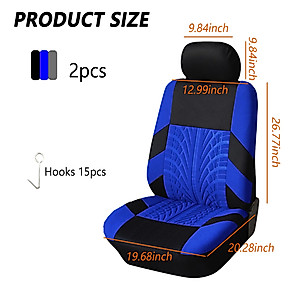 SSNNUU 2PCS Car Seat Cover,Breathable Car Seat Protector Car Seat Covers Front Seats Only, Universal Seat Covers for Cars/Trucks/SUVs Car Accessories Interior Protection & Decoration (Blue)