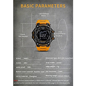 AIMES Men’s Sport Watches Military Outdoor Sports Digital Watch Waterproof Tactical Army Wristwatch Fashion Casual Watches (A-Orange)