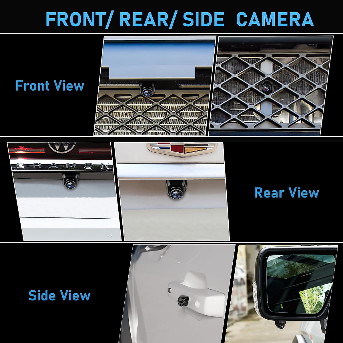 HD Backup Camera for Car Universal Front/Side/Rear Camera for 12V Car Truck Pickup SUV Rear View Reverse Camera with Left and Right, Up and Down Rotation Angle Night Vision IP69K Waterproof