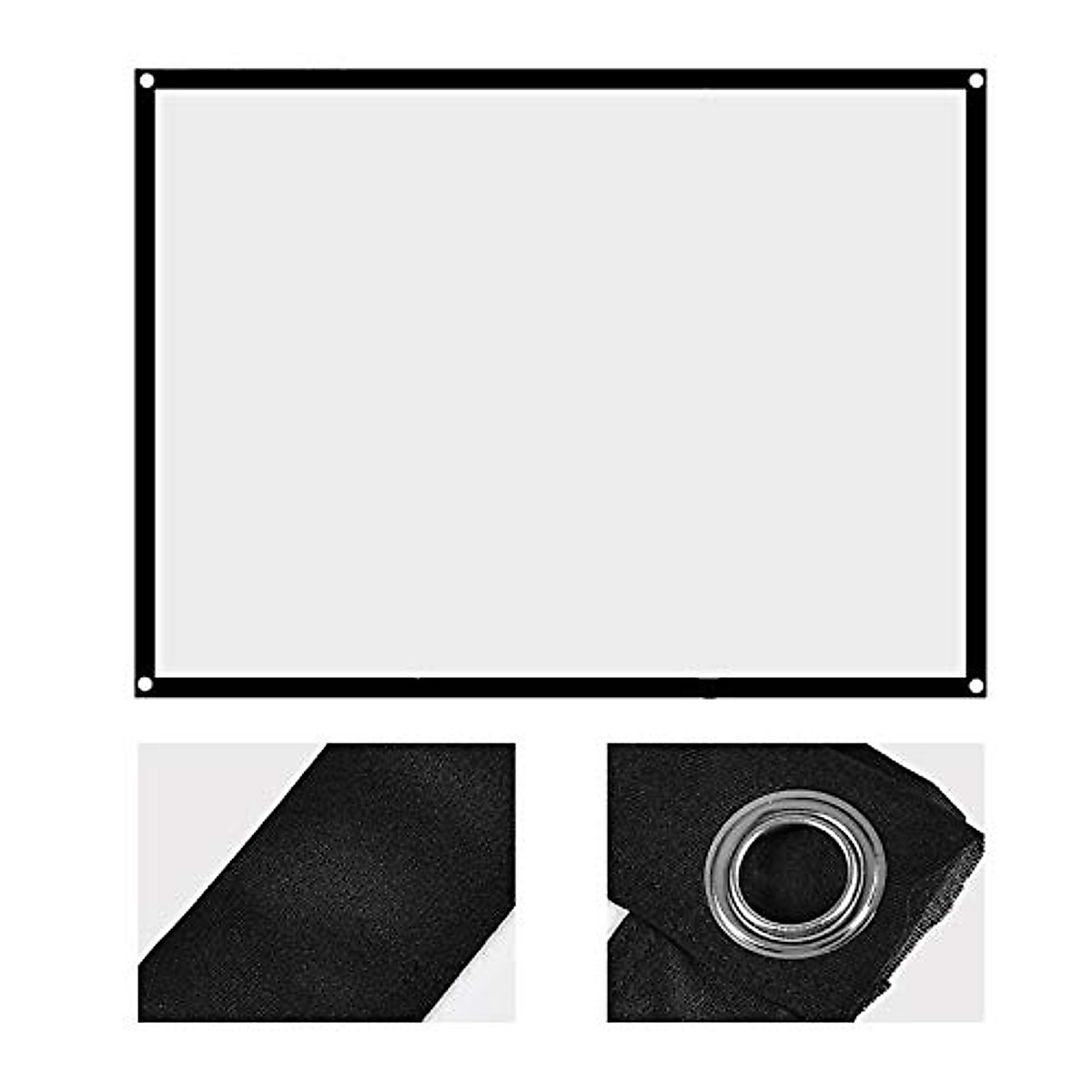 Projection Screen, Projector Curtain, Movie Projector Screen, 60-100 Inch Portable Foldable Non-Crease White Projector Curtain Projection Screen 4:3(72 inches)