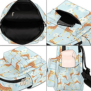 Giraffe Flower Mini Backpack Purse for Women, Animal Giraffe Small Fashion Daypack, Casual Lightweight Bag