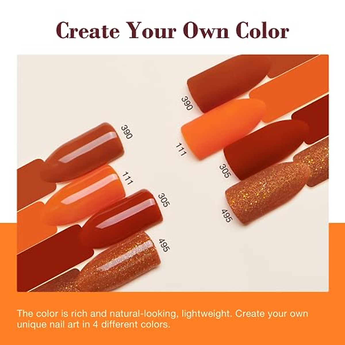 AZUREBEAUTY Dip Powder Nail Kit Starter, Orange Brown Glitter, 4 Fall Pumpkin Maple Dark Colors Set, French Halloween Nail Art Base Top Coat Activator Essential Liquid Manicure DIY Salon 12 PCS