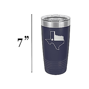 Rogue River Tactical Funny Texas Flag 20 Oz. Stainless Steel Travel Tumbler Mug Cup w/Lid Vacuum Insulated Hot or Cold (Blue)