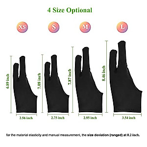OTraki 4 Pack Artist Gloves for Drawing Tablet Free Size Artist's Drawing Glove with Two Fingers for Graphics Pad Painting Good for Right Hand or Left Hand - 2.95 x 7.87 inch
