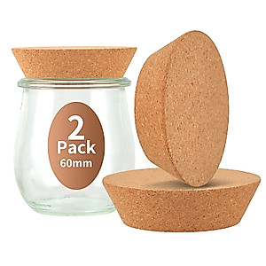 2 Pack Cork Lids Small Cork Lids for Jars Wood Jar Cork Lids Canning Lids Cork Bottle Lids Cork Lids Only for Kitchen Wedding Favor DIY Gift Canning Jars