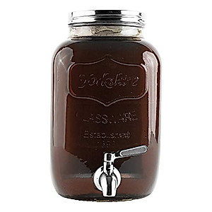 Gallon Cold Brew Coffee Maker Dispenser - 4 Quart Strong Glass Container with Stainless Steel Spigot Dispenser, Metal Filter and Airtight Metal Lid -for Large Batch Cold Brewing by kitchentoolz