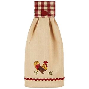 Home Collection by Raghu Rooster Barn and Nutmeg Towel, 16.5 x 18.5", Red Set of 2,TTRE0023